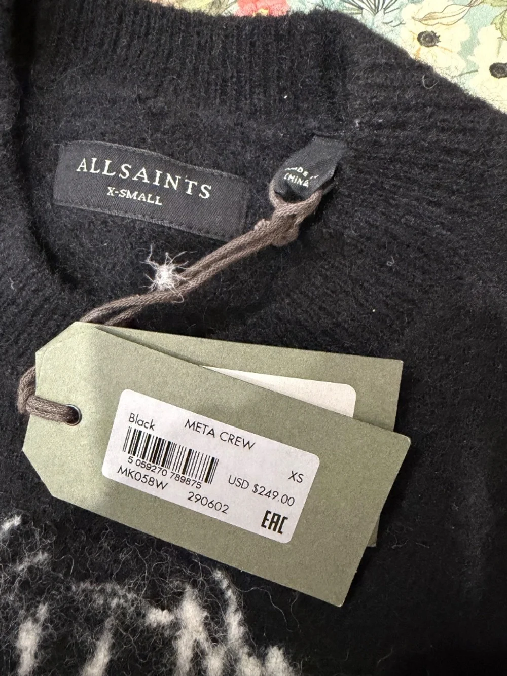 All Saints | Sweaters | Allsaints Meta Crew Sweater Black Xs New With ...